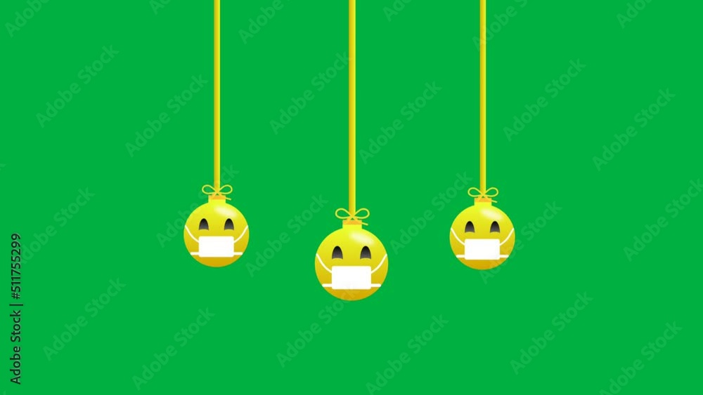 Hanging mask emoji isolated on green screen seamless loop animation ...