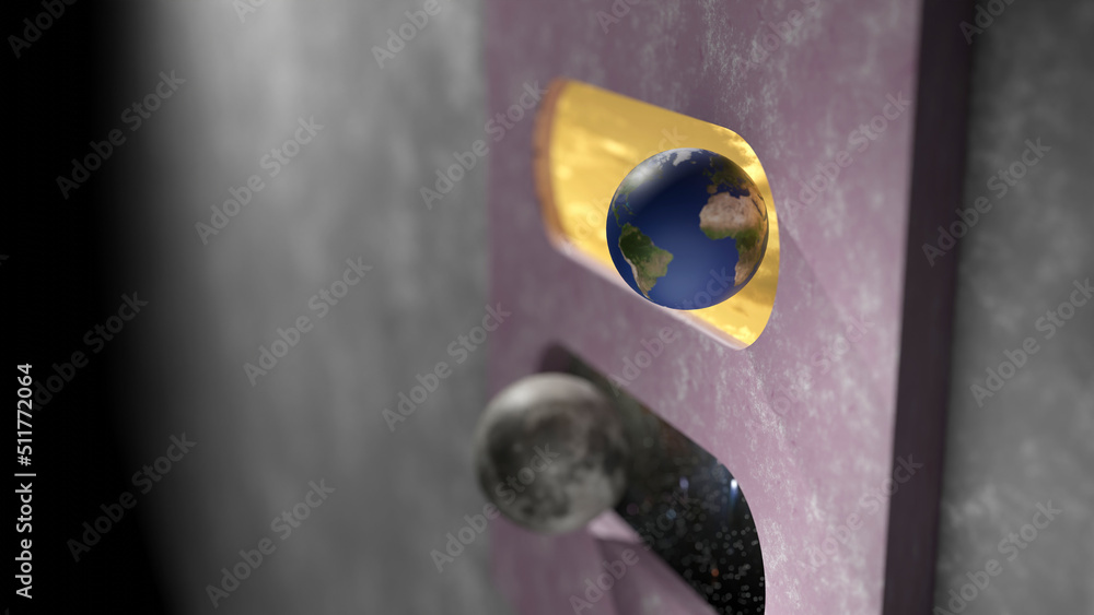 On/off light switch that On switch is presented in Earth and gold cloud ...