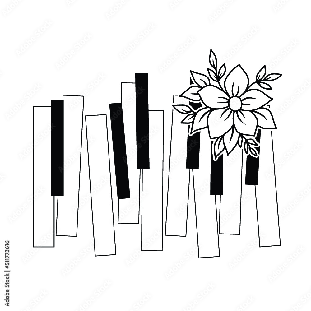 Piano Music Flower File Stock Vector | Adobe Stock