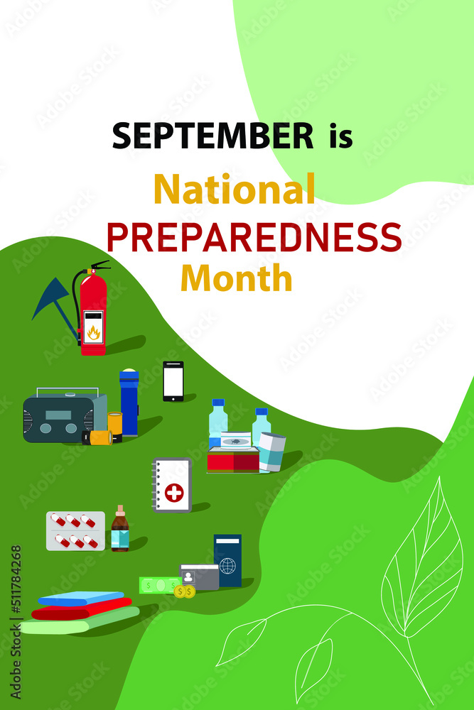 September is National Preparedness month, Vector illustration with ...