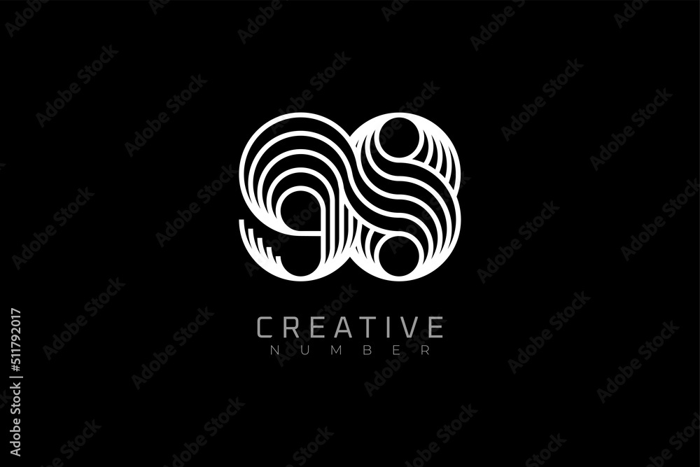 Number 98 Logo, modern and creative number 98 multi line style, usable ...