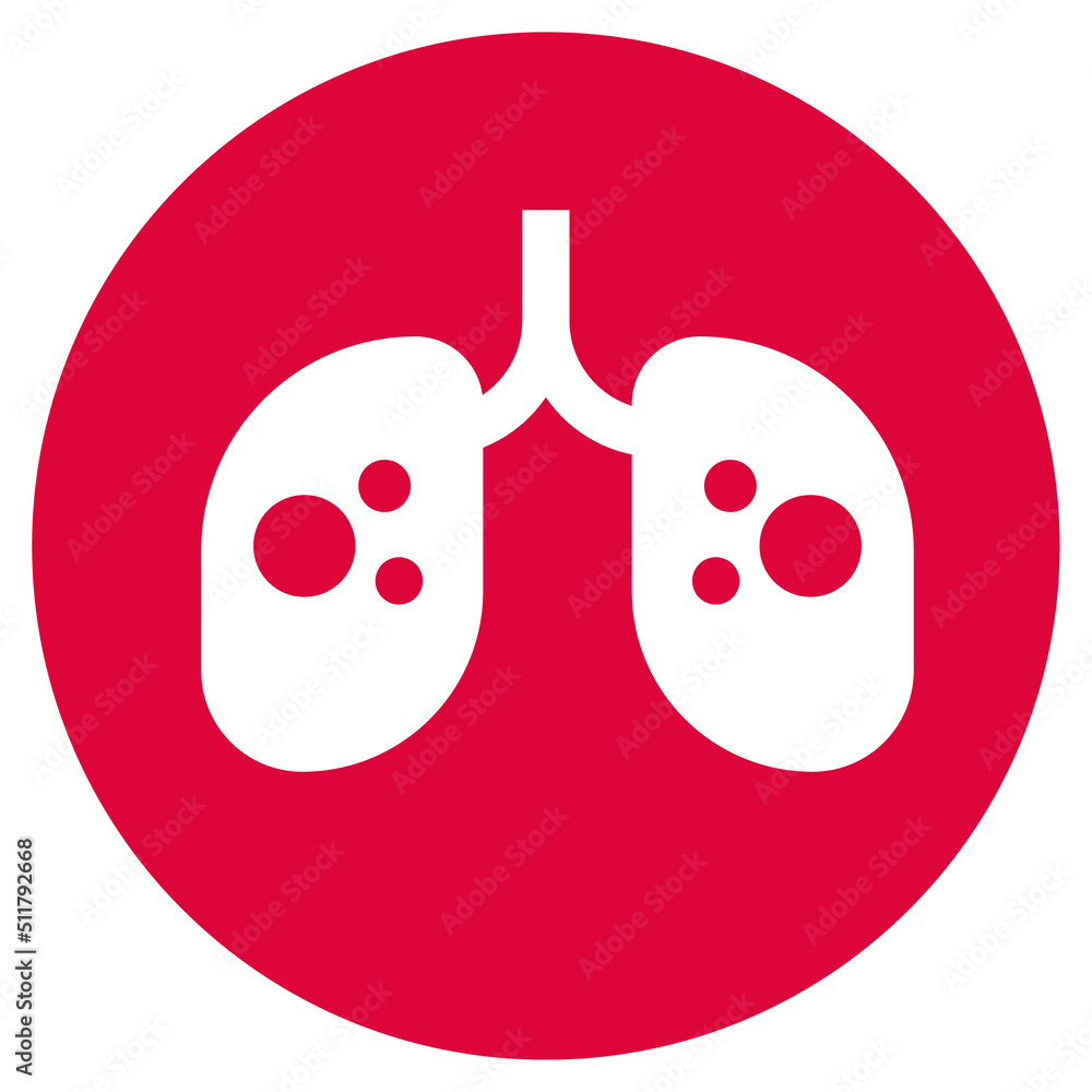 Vector illustration of a combination of lung shape icon design with red ...
