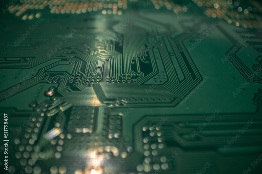 Technology hardware background. High tech electronic circuit board ...