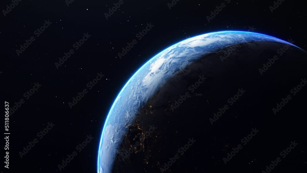 Stockvideon Space view of Earth Realistic with glow star partticles in ...