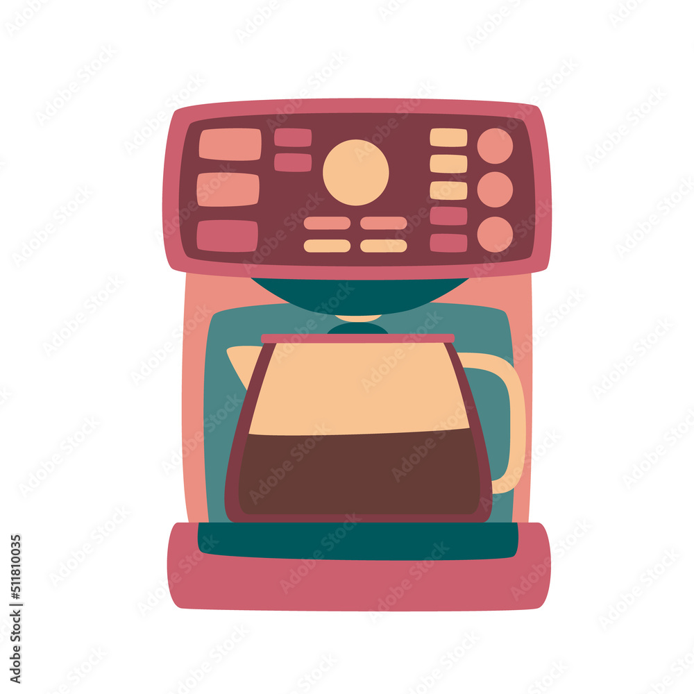 Drip coffee machine. Front view of coffee machine isolated on white ...