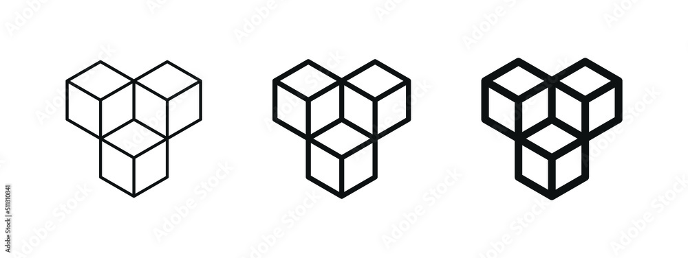 cubic building icon, Cube icon symbol, blockchain icon, Augmented ...