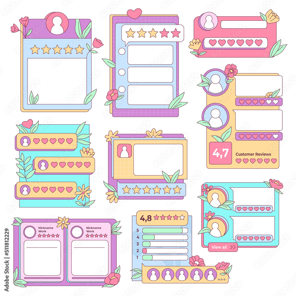 Isolated Vintage Retro Social Media templates, UI Frames and elements ...