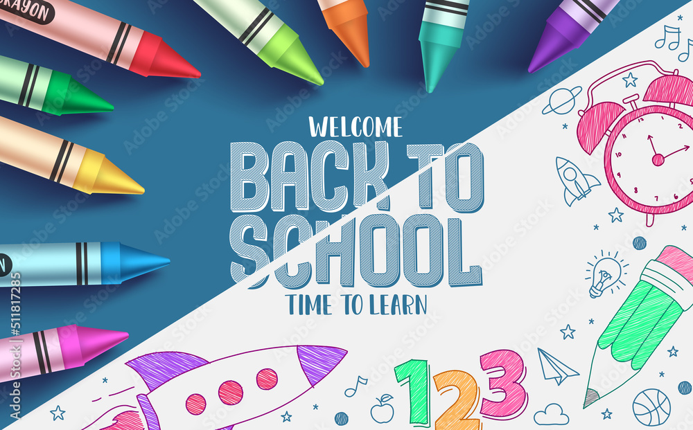 Back to school vector background. Welcome back to school text with ...