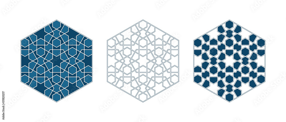 Set of Islamic traditional rosettes as a frame for greetings cards ...