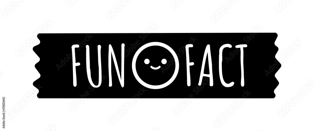 Fun facts with smiling face on washi tape badge vector icon. Black ...