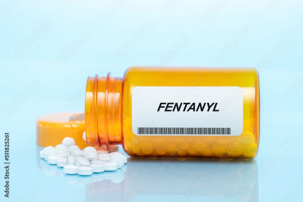 Fentanyl Drug In Prescription Medication Pills Bottle Stock Photo ...