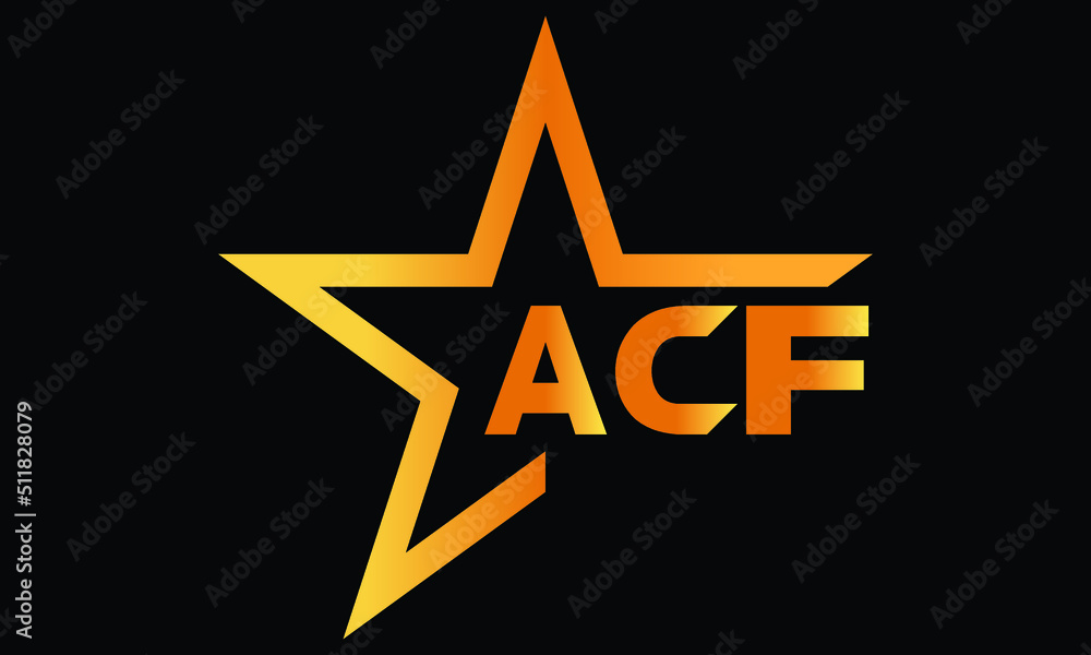 ACF golden luxury star icon three letter logo design vector template ...