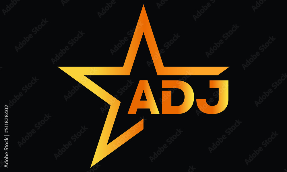 ADJ golden luxury star icon three letter logo design vector template ...