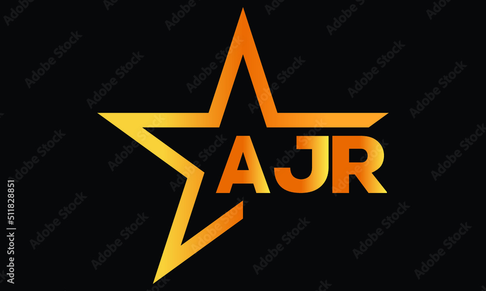 AJR golden luxury star icon three letter logo design vector template ...