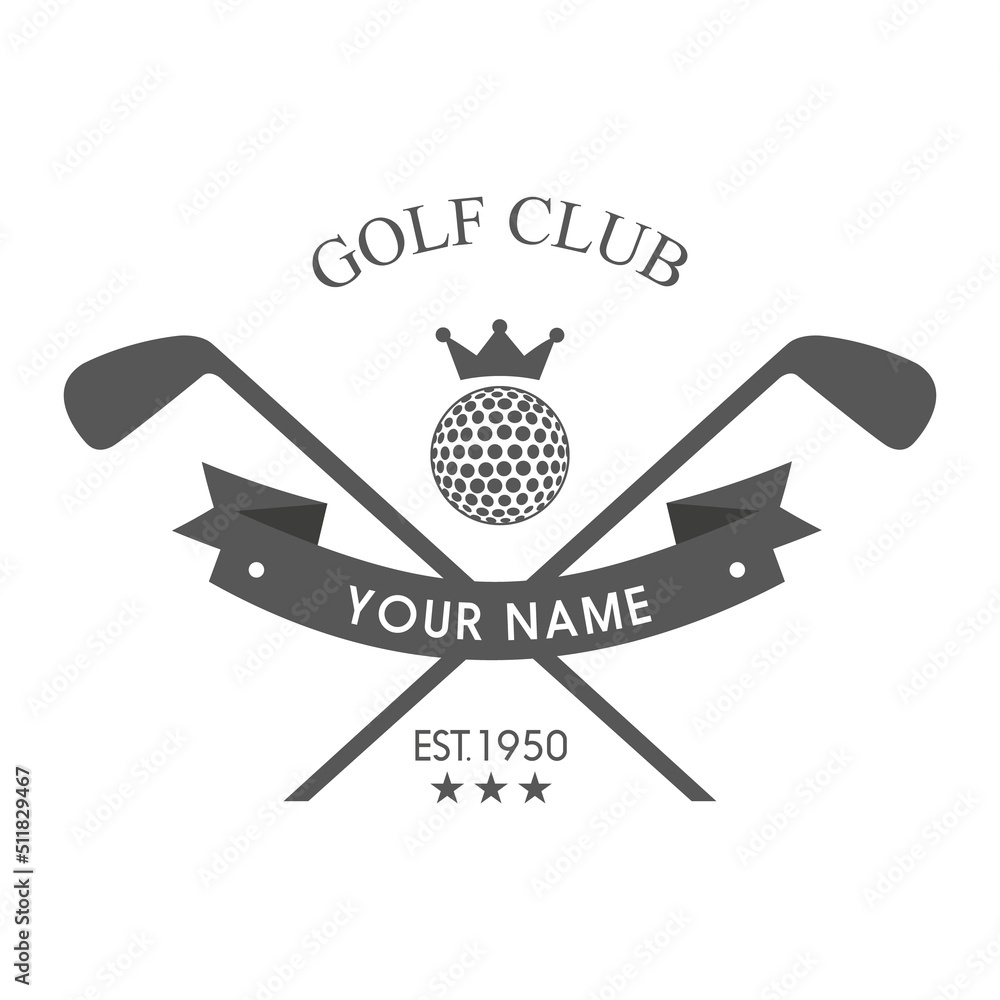 a simple classic golf club badge logo in brown color in flat style ...