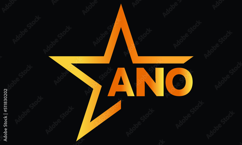 ANO golden luxury star icon three letter logo design vector template ...