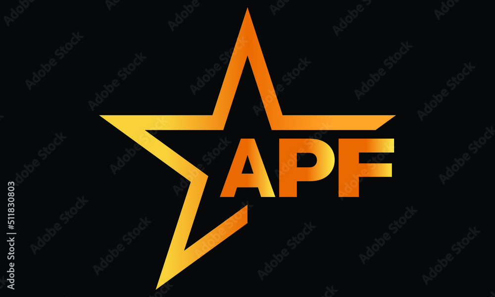 APF golden luxury star icon three letter logo design vector template ...