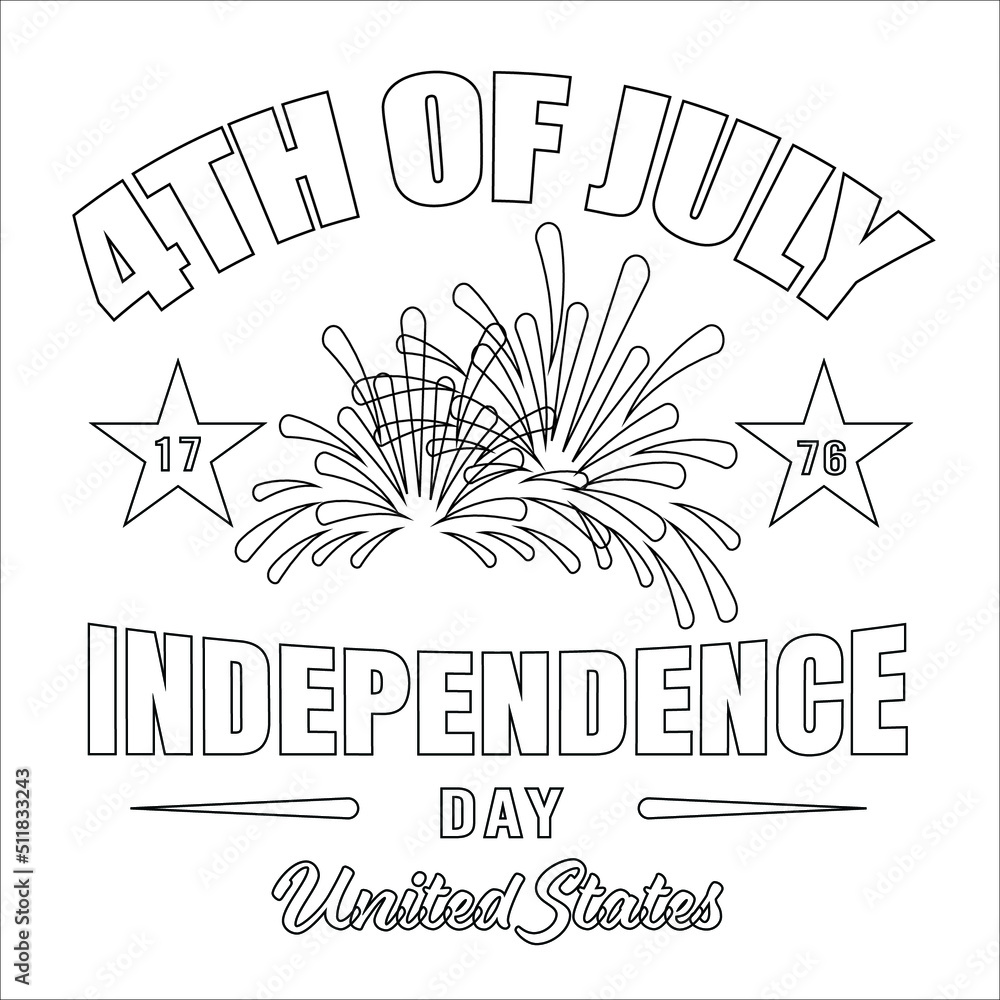 4th of July American Independence Day coloring page or American flag ...