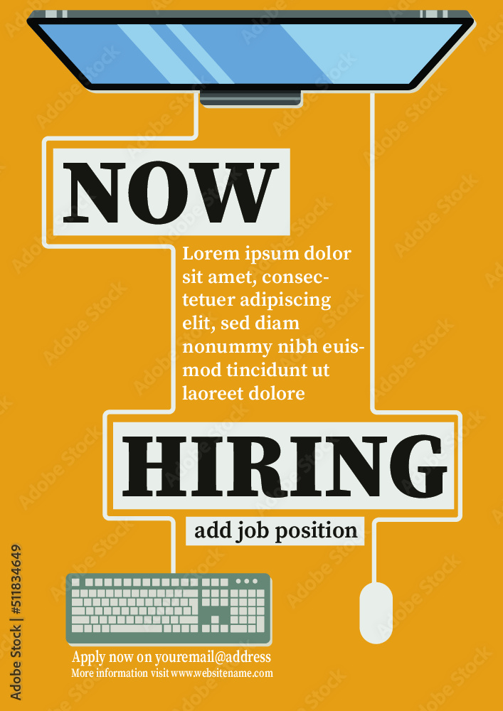 now hiring poster flyer social media post design Stock Vector | Adobe Stock
