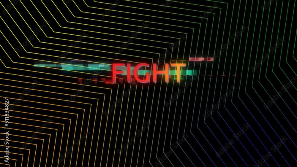 The word fight over on an animated background. Fight on an abstract ...