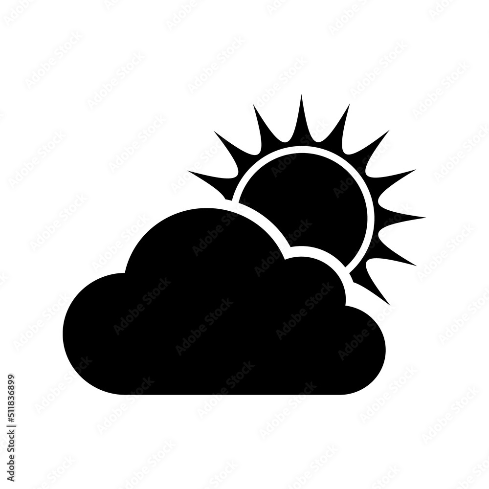 Cloud with sun icon. Weather forecast symbol. Daylight icon isolated on ...