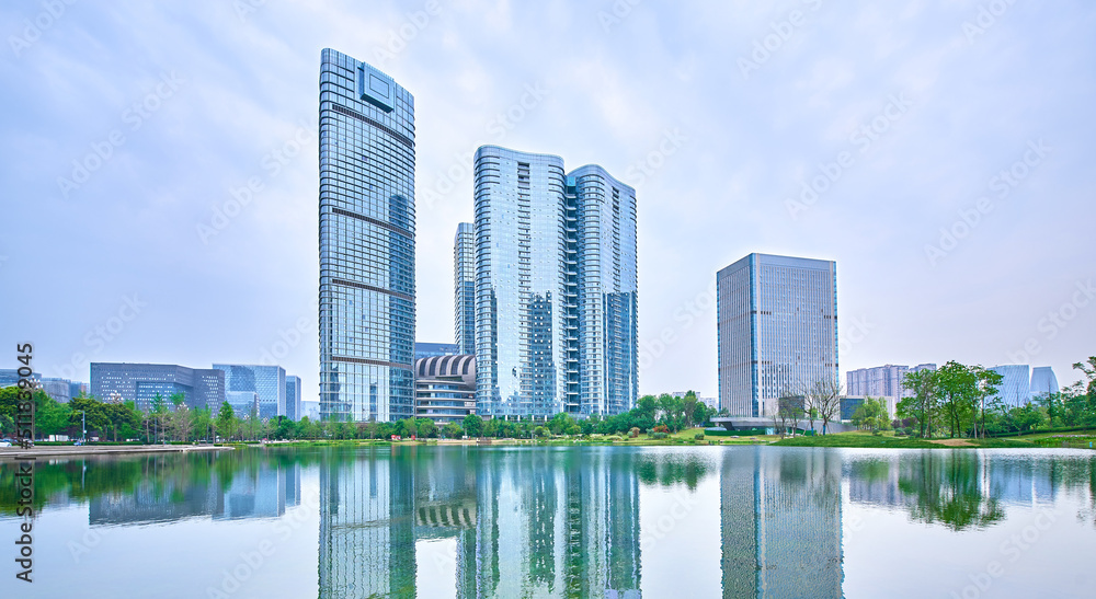 High-rise buildings in Chengdu Financial City, China Stock Photo ...