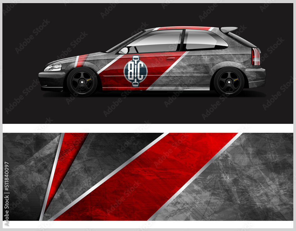 racing car wrap design for vector sport red graphics 2022 Stock Vector ...