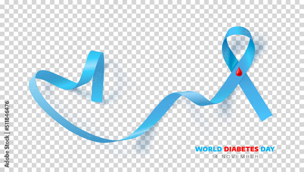 World diabetes day awareness ribbon on transparent background. Stock ...