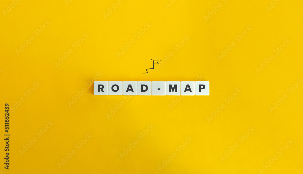 Road-map Banner. Letter Tiles on Yellow Background. Minimal Aesthetics ...
