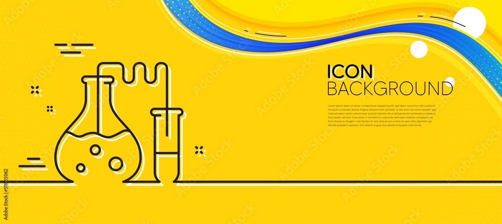 Chemistry lab line icon. Abstract yellow background. Laboratory flask ...