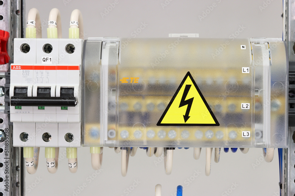 ABB current circuit breakers and voltage distribution busbars in the ...