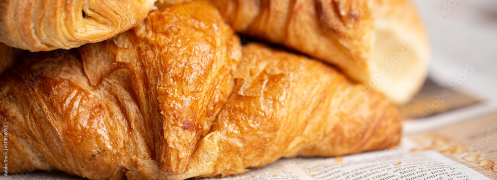 Croissant macro. French croissant with waves. Air baking. Croissant for ...