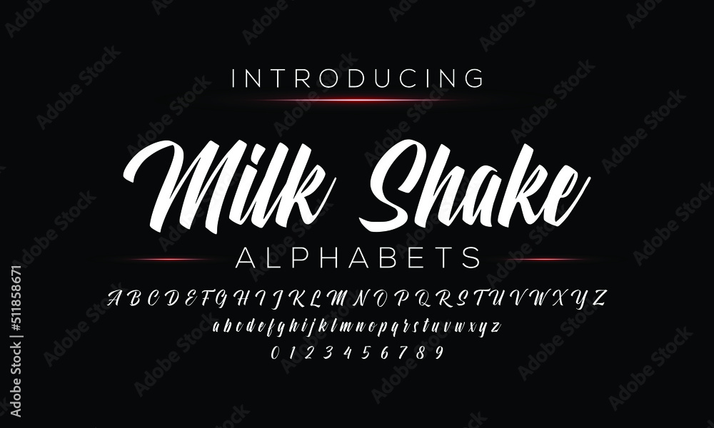 Handwritten script font vector alphabet Milk Shake Stock Vector | Adobe ...
