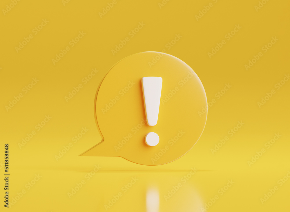 Realistic yellow caution warning sing inside bubble message on yellow ...