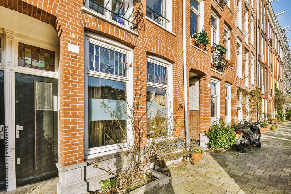 Entarance of beautiful residential buildin with stylish exterior Stock ...