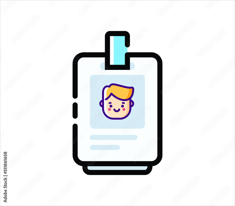 ID card line icon, identification and card holder, office badge vector ...