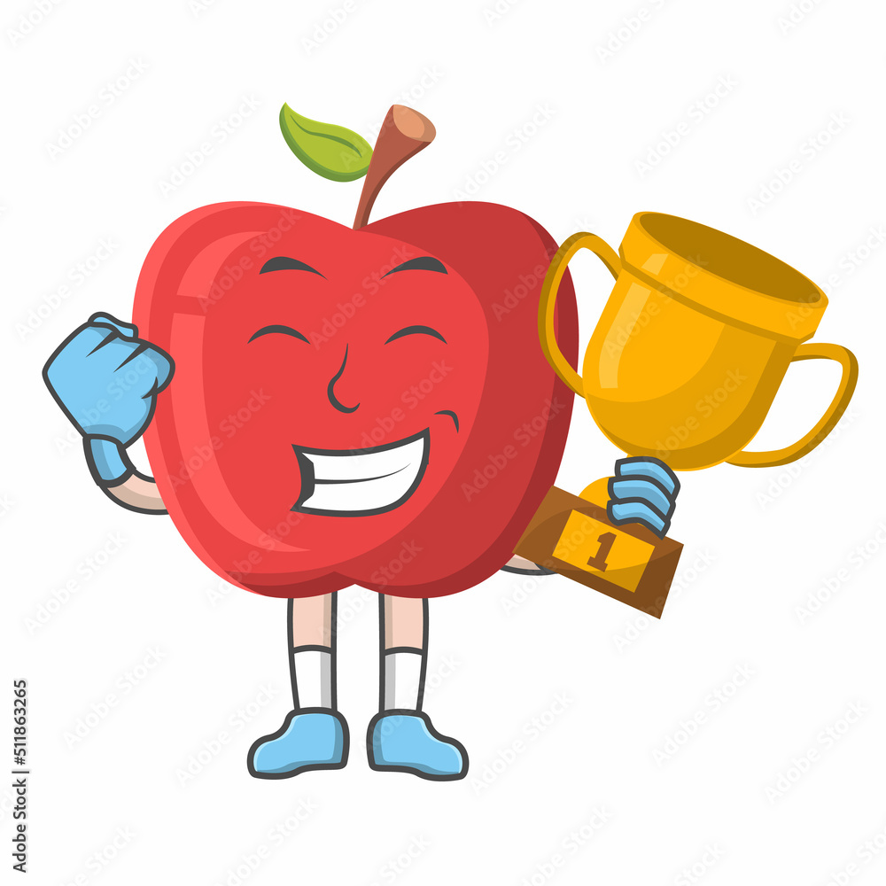 Apple winner with trophy design character, design vector illustrator ...