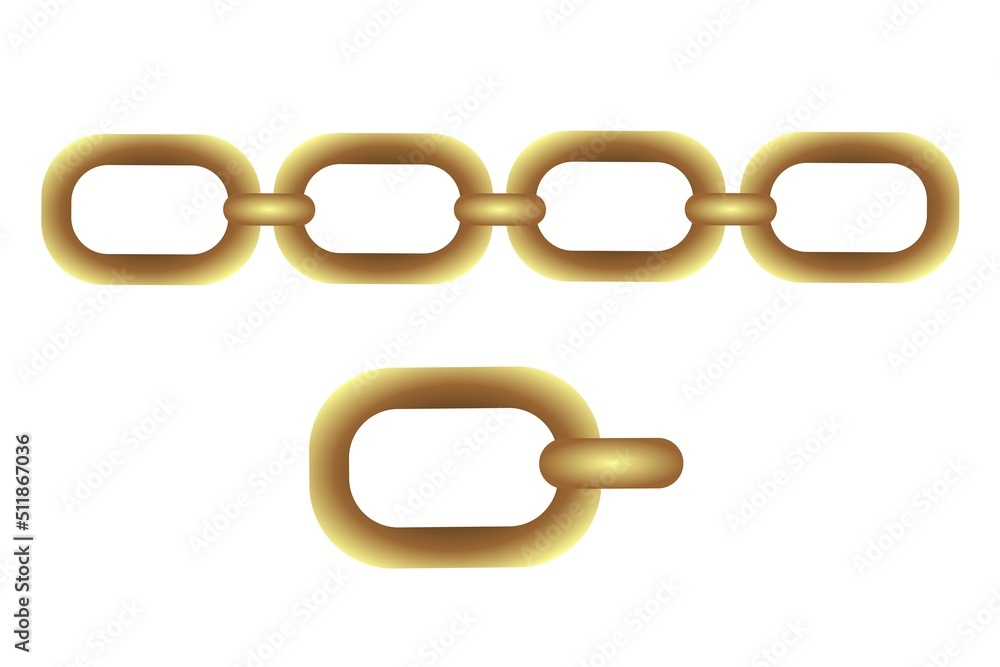 The chain is a golden vector. The links of the chain are gold ...
