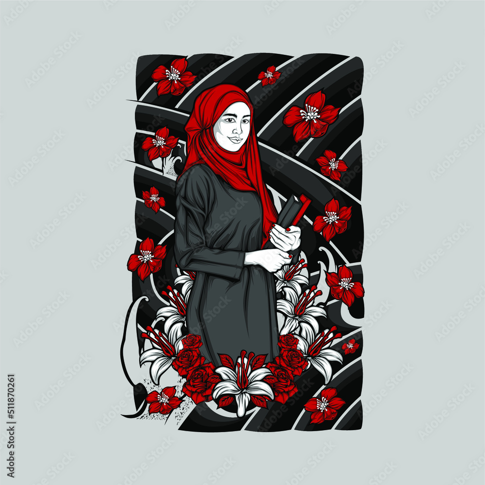 hijab girl illustration Stock Vector | Adobe Stock