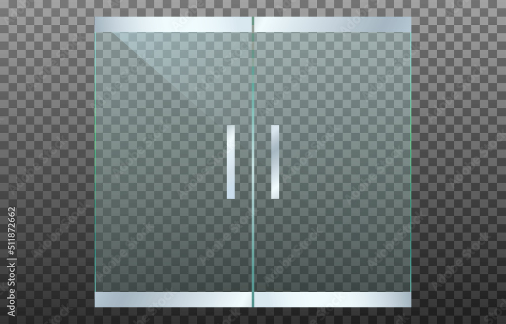 Vecteur Stock Realistic transparent double glass door isolated on ...