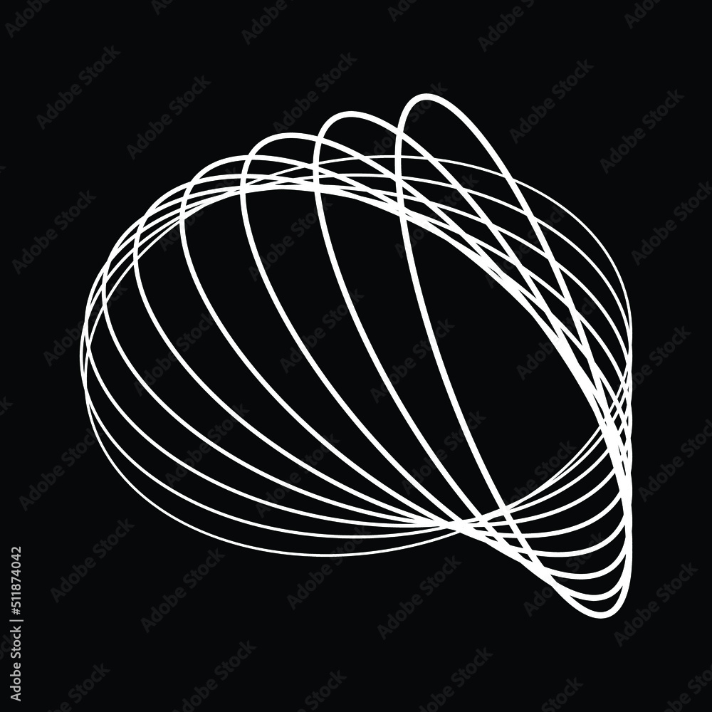 Abstract oval Lines Background with geometric circles . Vector rotating ...