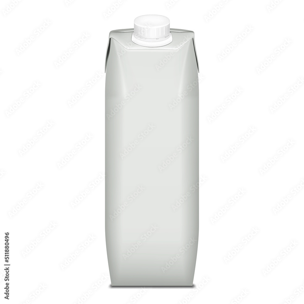 Blank spout carton liquid product packaging isolated on white ...