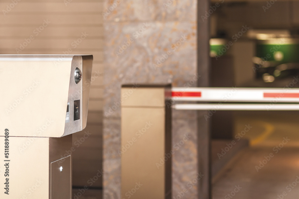 Entrance Gate underground Car Parking. Security parking management ...