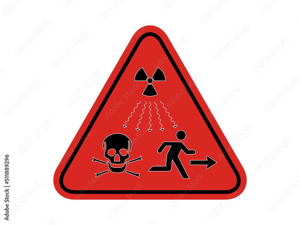 isolated ionizing radiation high level source, common hazardous symbols ...