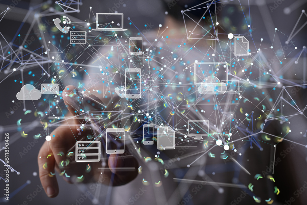 database data Cloud technology. Integrated digital web concept ...