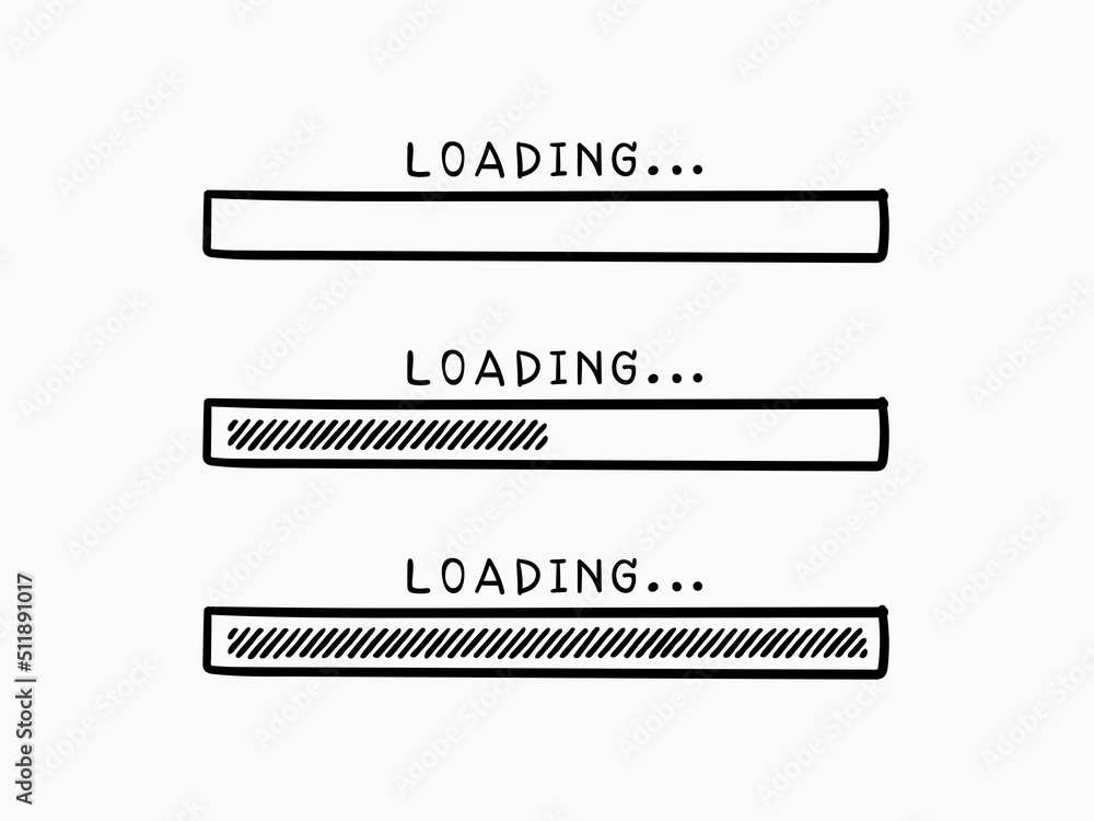 isolated simple minimal loading bar in childish hand drawing doodle ...
