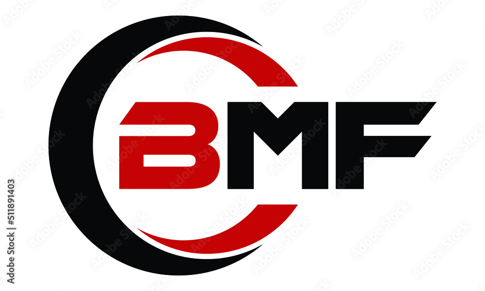 BMF three letter swoosh logo design vector template | monogram logo ...