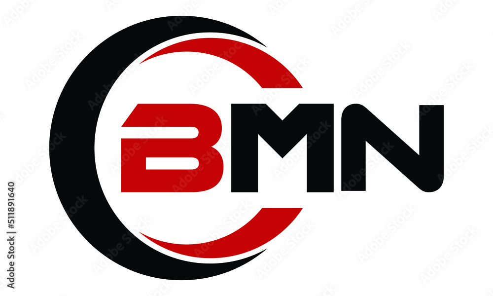 BMN three letter swoosh logo design vector template | monogram logo ...