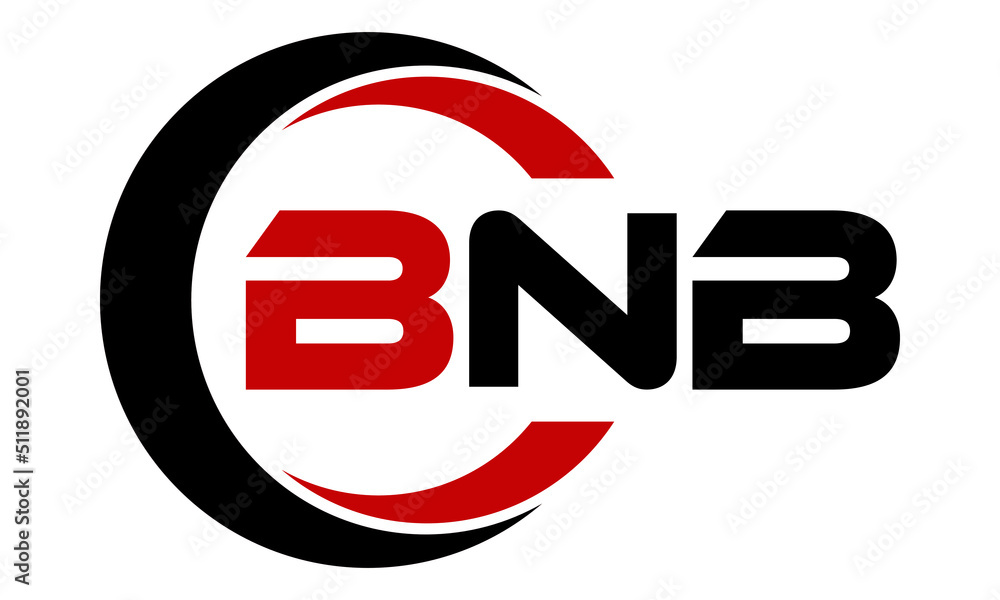 BNB three letter swoosh logo design vector template | monogram logo ...