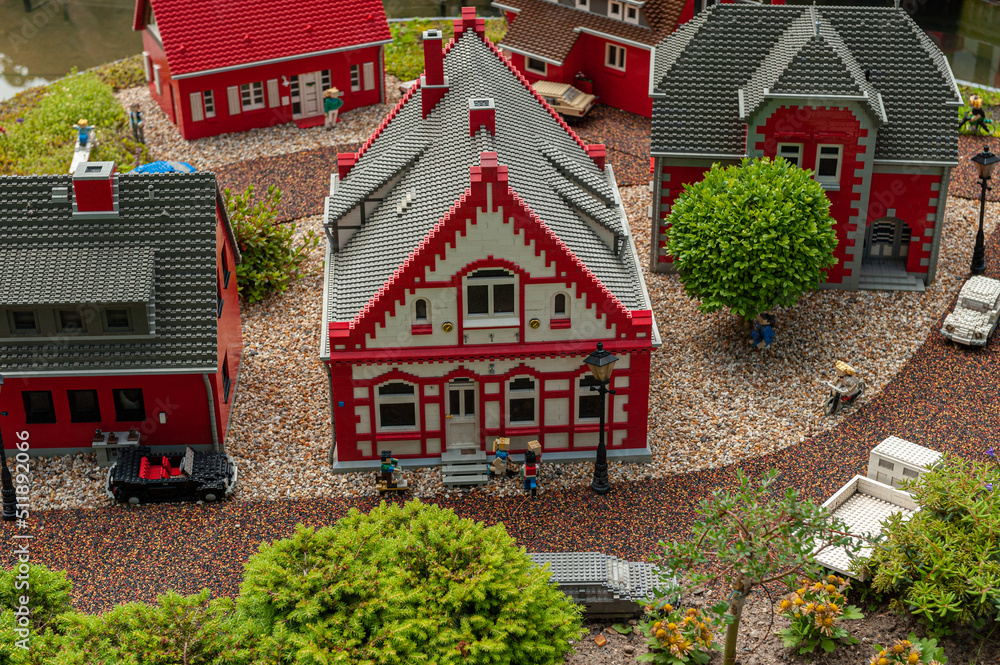 Lego model of a small street at Legoland Billund.. Stock Photo | Adobe ...
